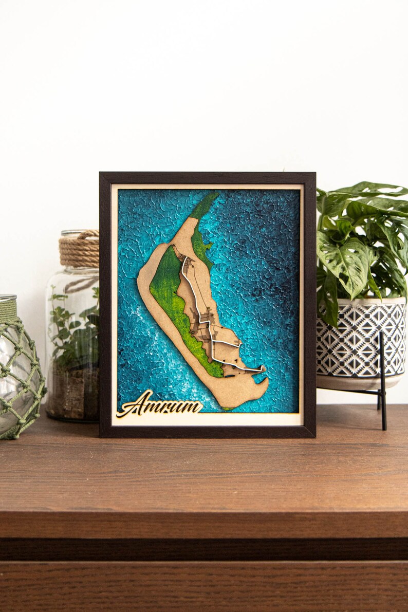 Amrum 3D Multilayer Laser Cut City Map With Hand-painted Parks and ...
