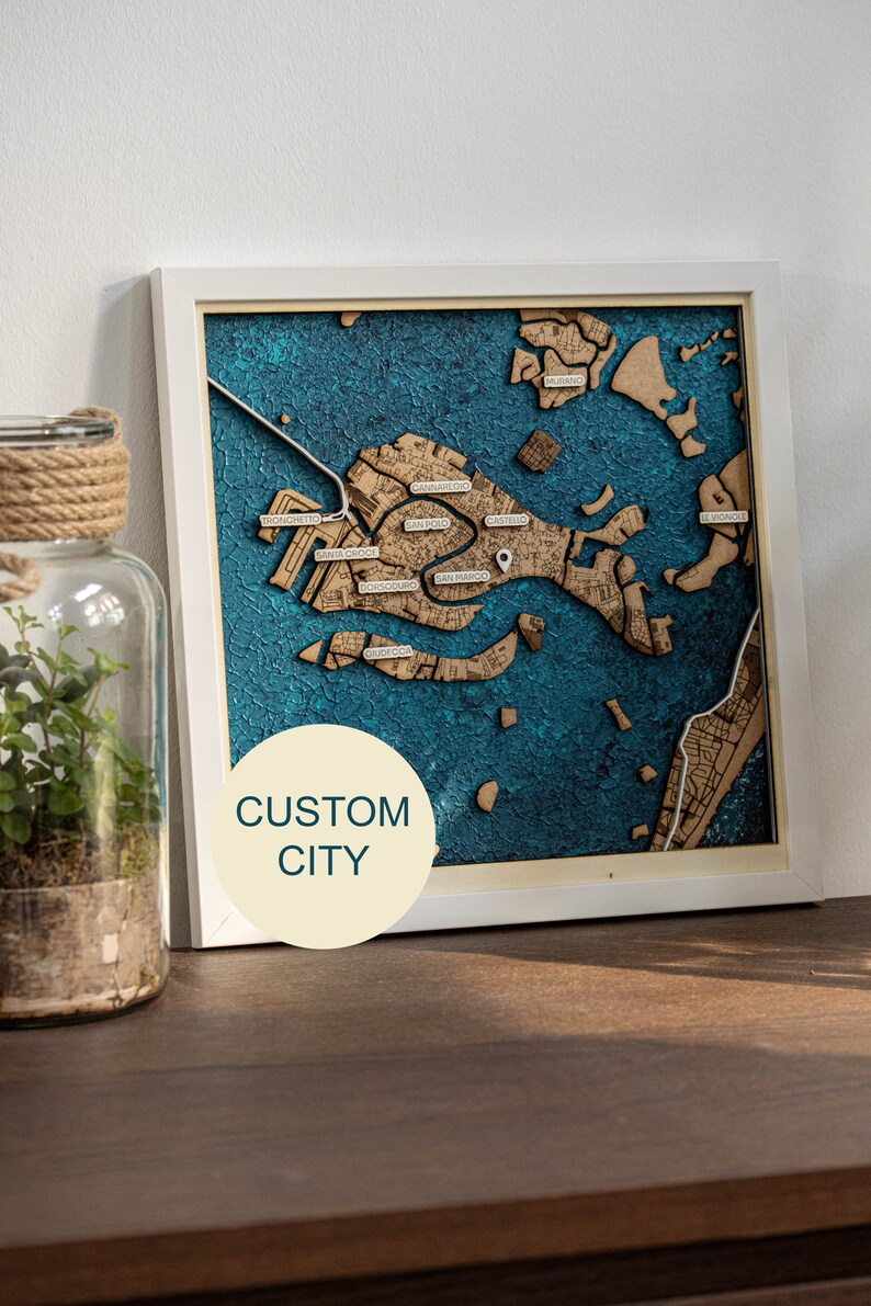 Custom 3D Multilayer Laser Cut City Map With Text Wooden for Wedding ...