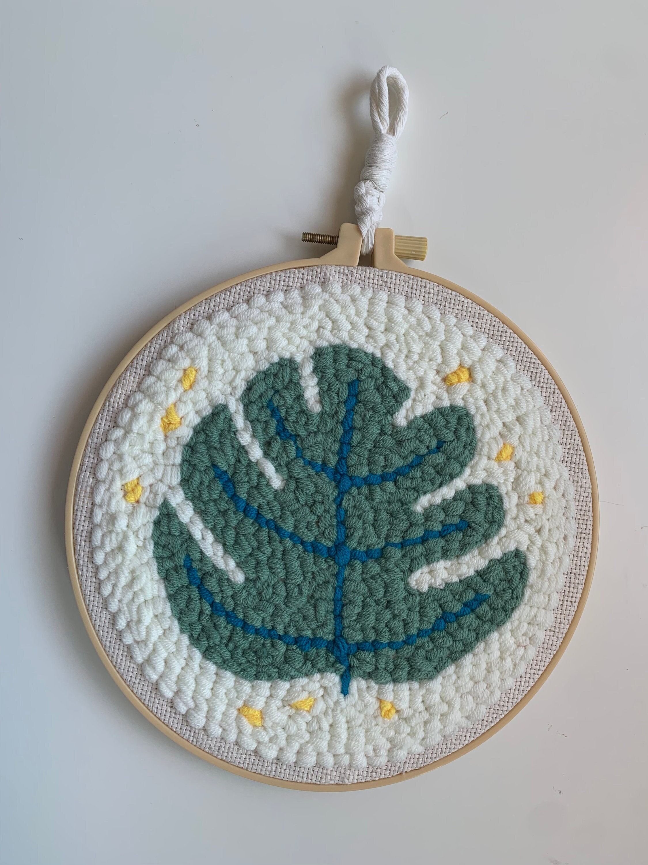 Punch Needle Wall Hanging, Floral Wall Art, Punch Needle Wall Decor ...