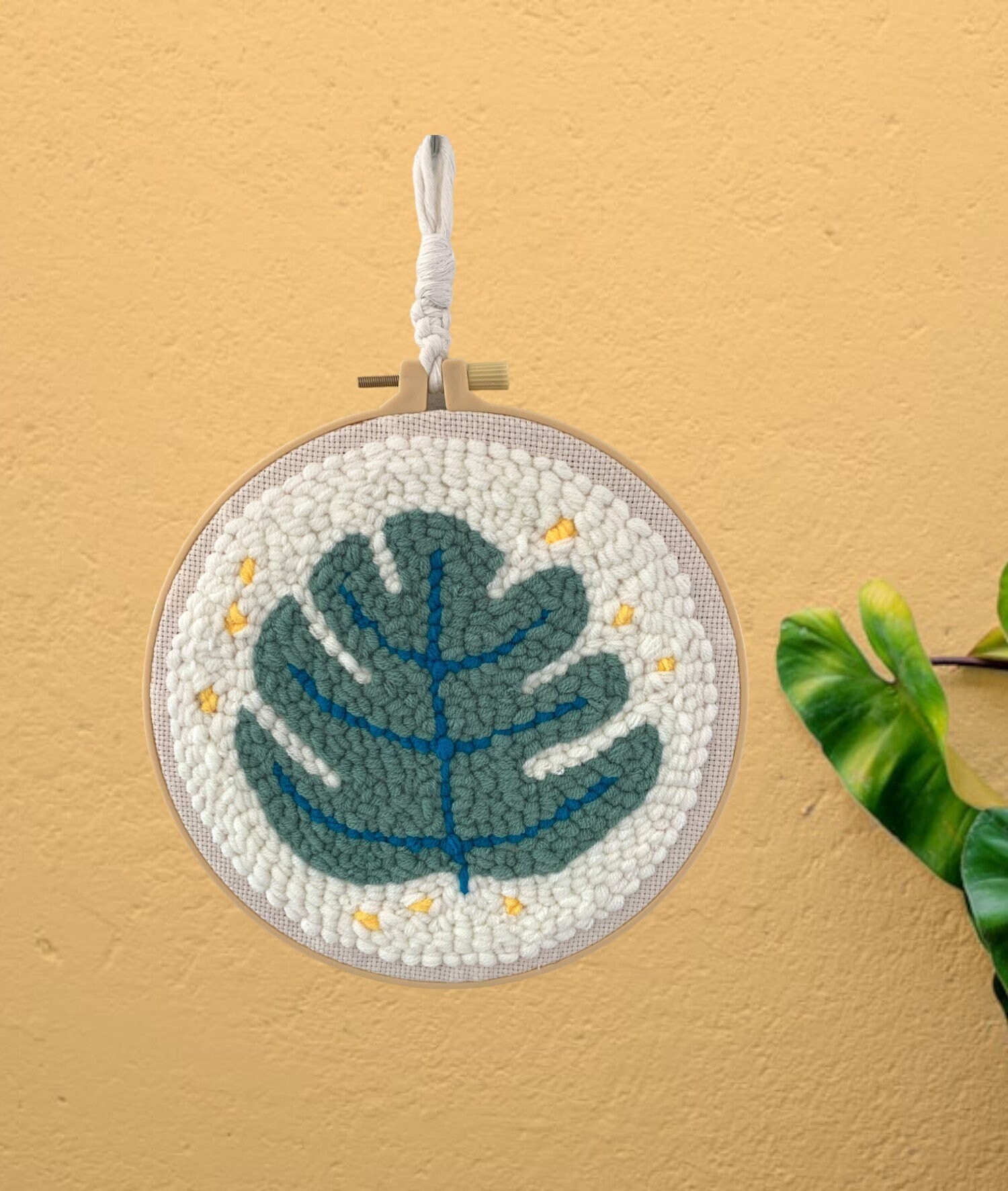 Punch Needle Wall Hanging, Floral Wall Art, Punch Needle Wall Decor ...
