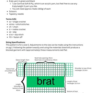 Brat Crop Top Crochet Pattern, Brat Album Cover Mesh Baby Tee, Charli ...