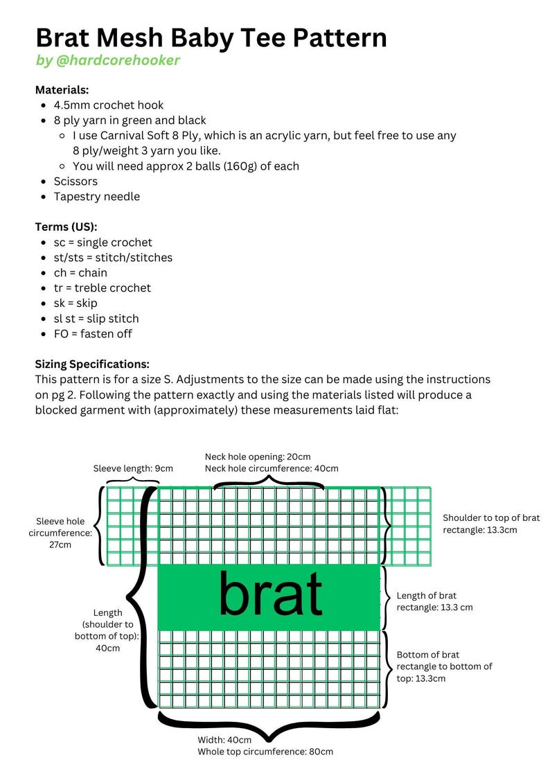 Brat Crop Top Crochet Pattern, Brat Album Cover Mesh Baby Tee, Charli ...