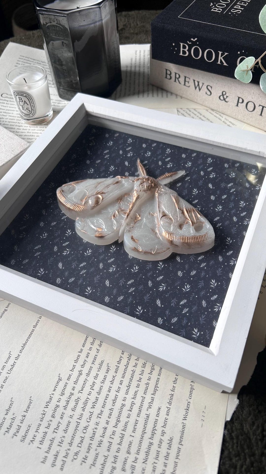 Luna Moth Wall Art | Handmade Resin Moth Frame | Gothic Entomology ...