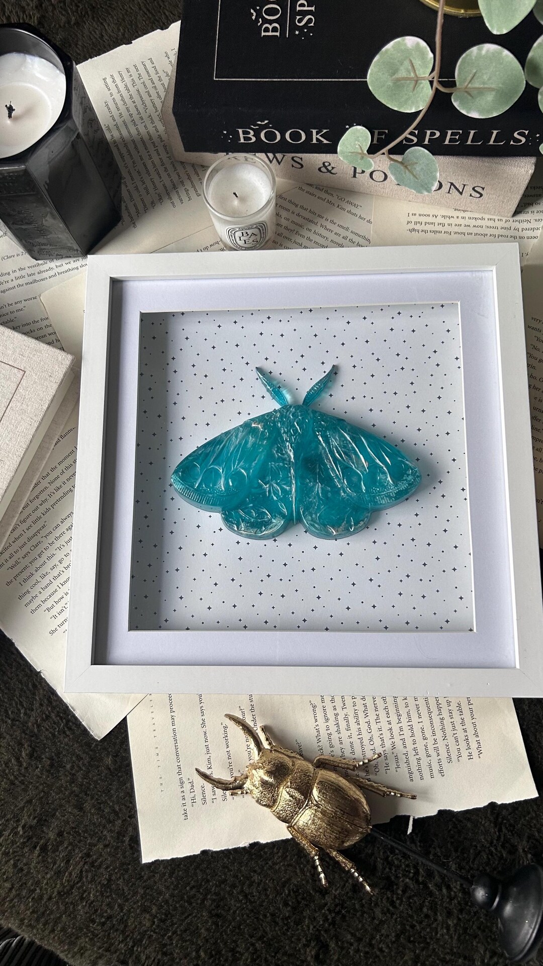 Luna Moth Wall Art | Handmade Resin Moth Frame | Gothic Entomology ...