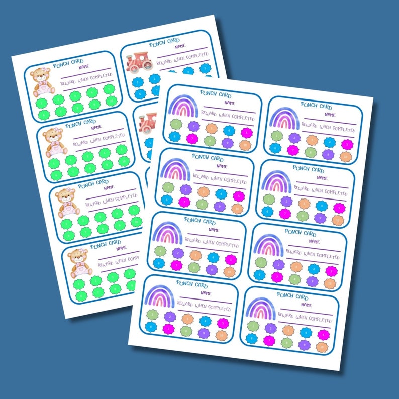 Incentive Punch Card for Kids Chore Chart Punch Card Childrens Reward ...