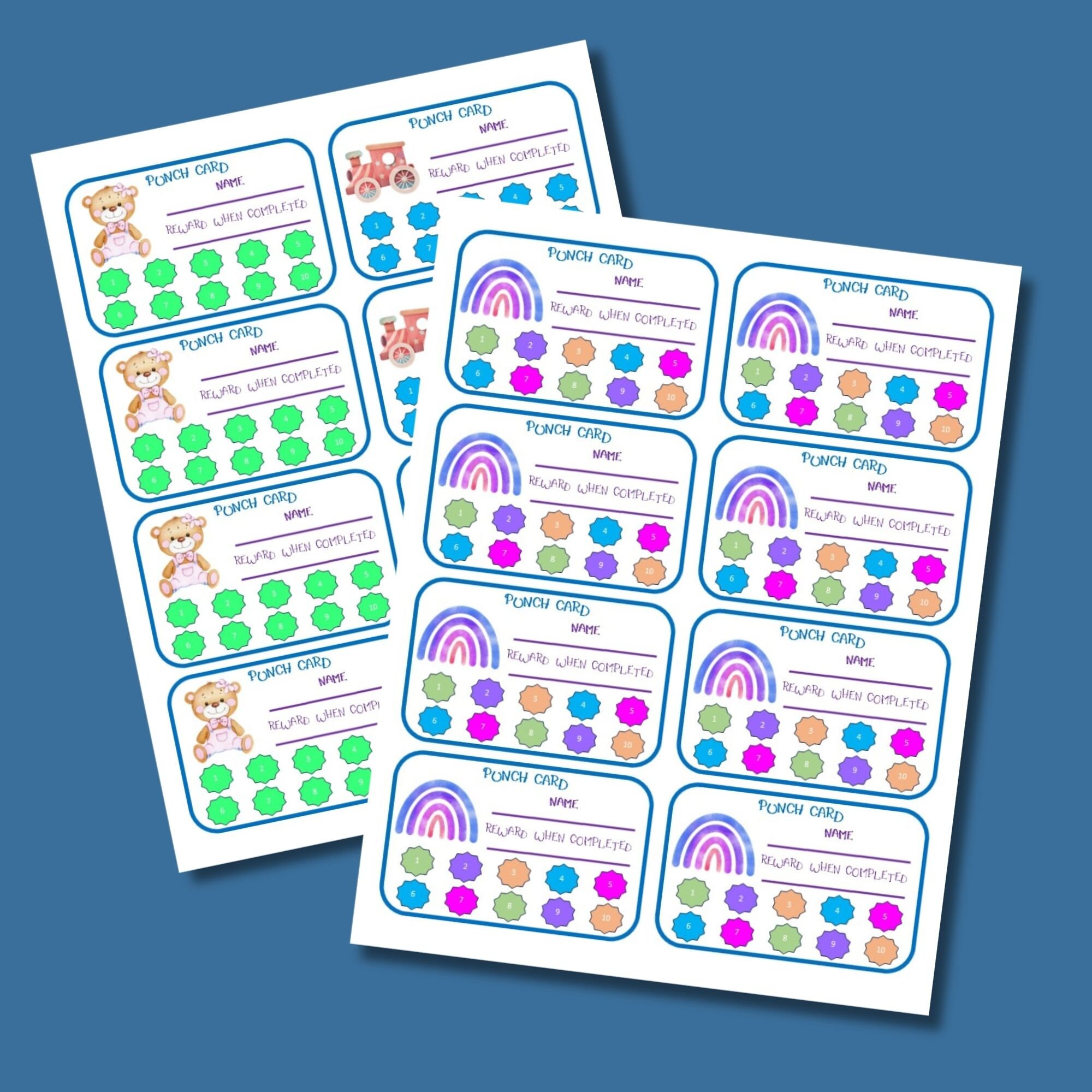 Incentive Punch Card for Kids Chore Chart Punch Card Childrens Reward ...