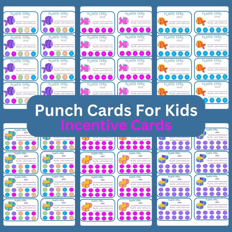 Punch Cards for Kids Behavior Card Incentive Punch Cards Reward Punch ...