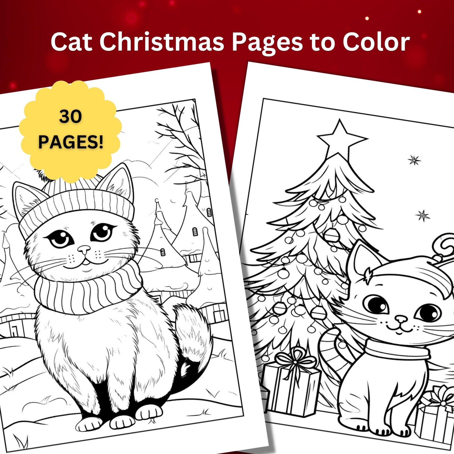 PLR 30 Kids Christmas Coloring Page Christmas Cats Coloring Page ...