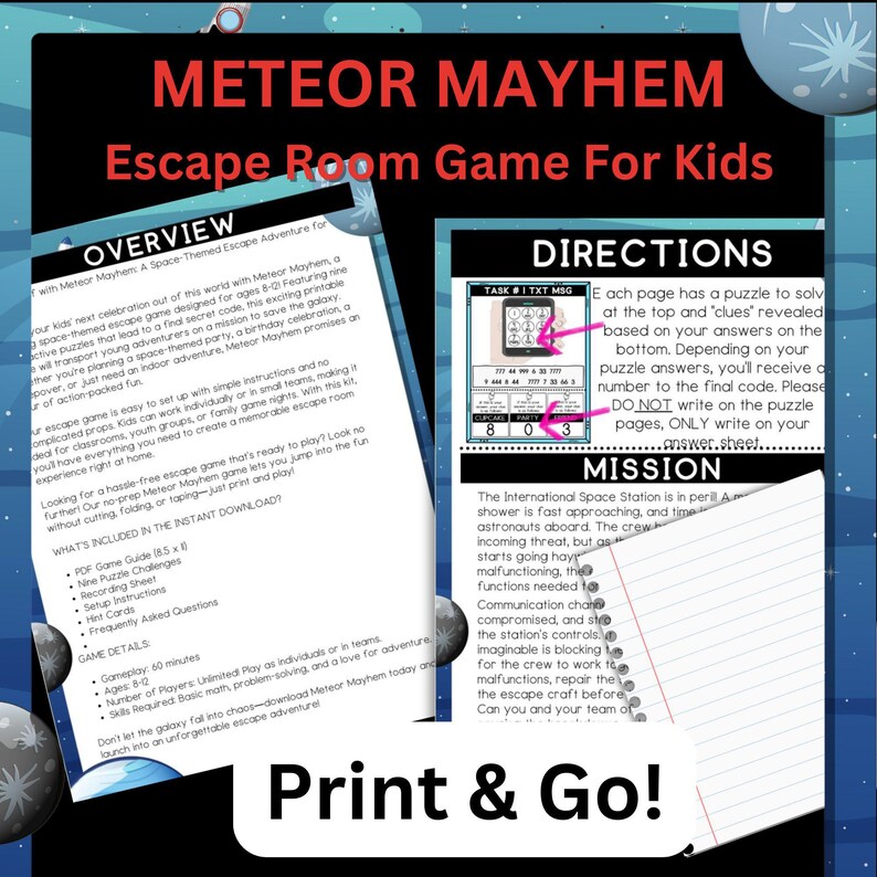 Space Themed Escape Room Game for Kids | Party Games for Kids | Puzzle ...