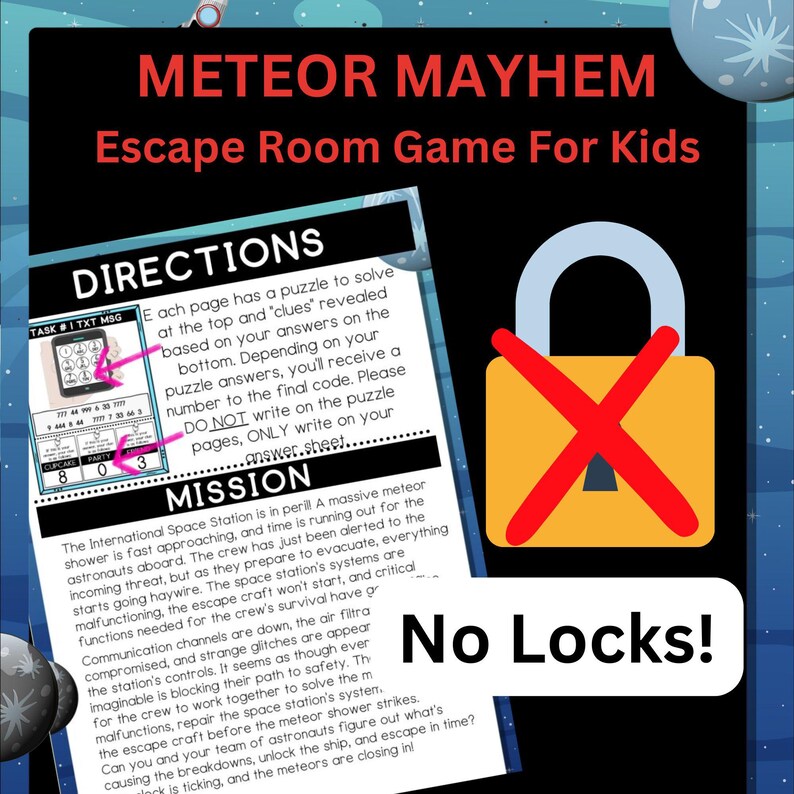 Space Themed Escape Room Game for Kids Party Games for Kids Puzzle ...
