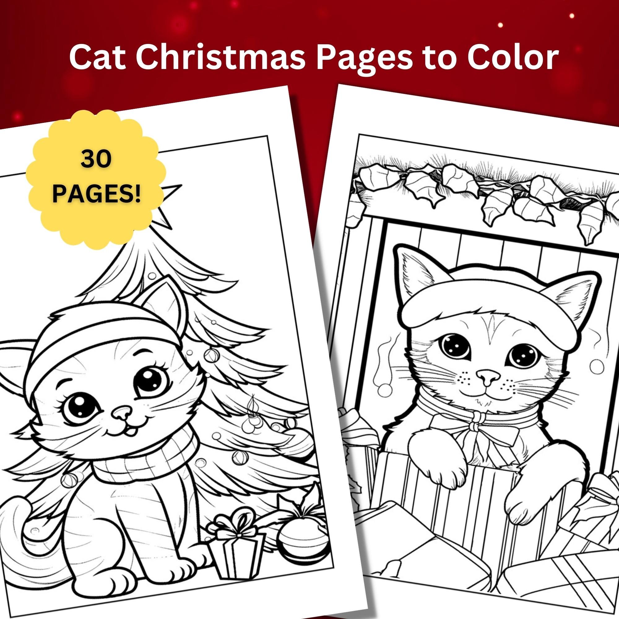PLR 30 Kids Christmas Coloring Page Christmas Cats Coloring Page ...