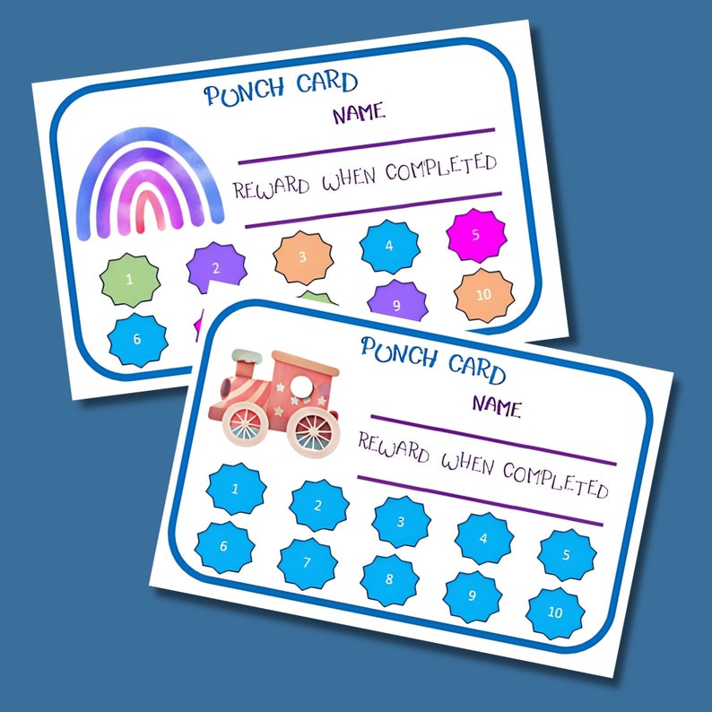 Incentive Punch Card for Kids Chore Chart Punch Card Childrens Reward ...