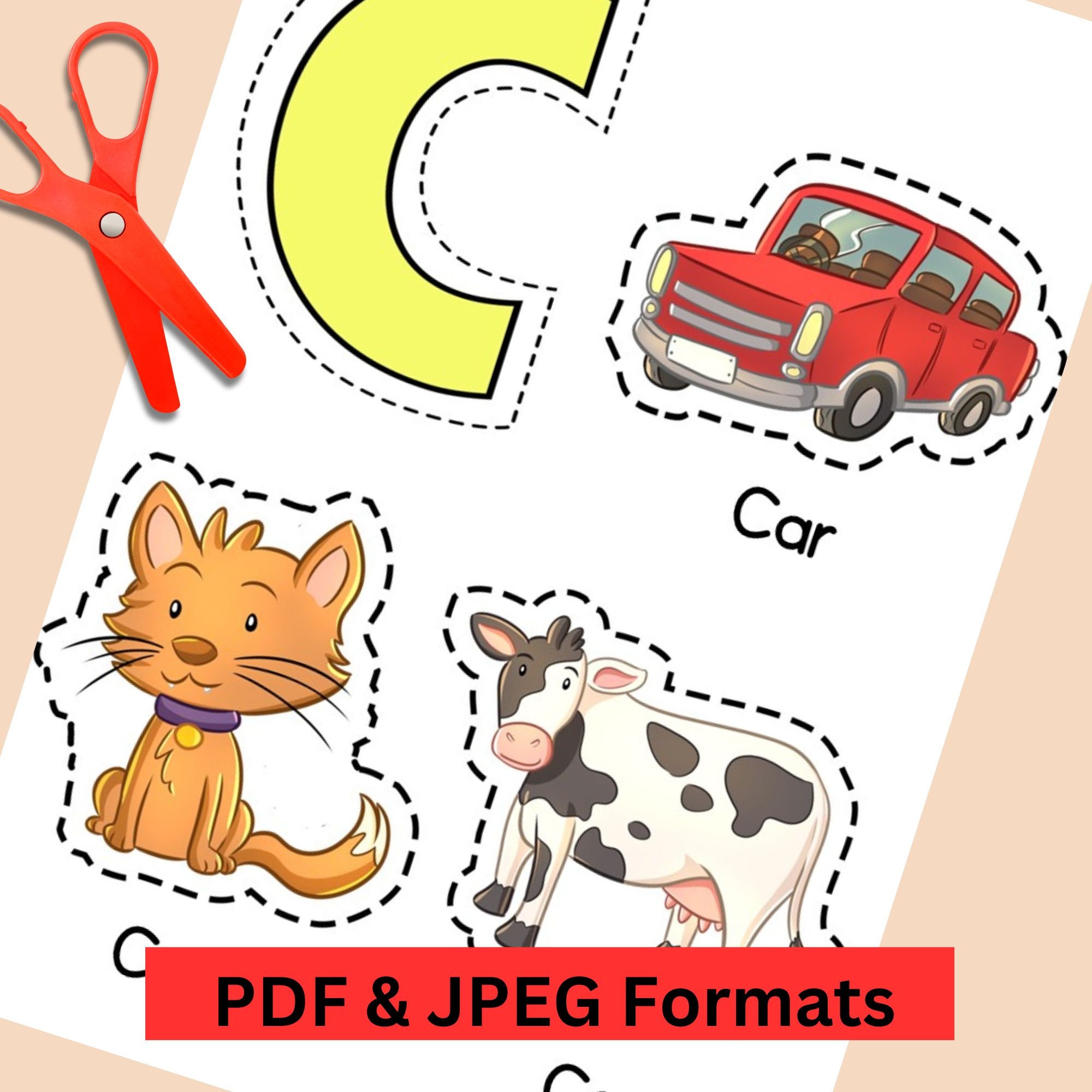 Printable Scissor Skills Kids Cutting Activity Childrens Alphabet ...