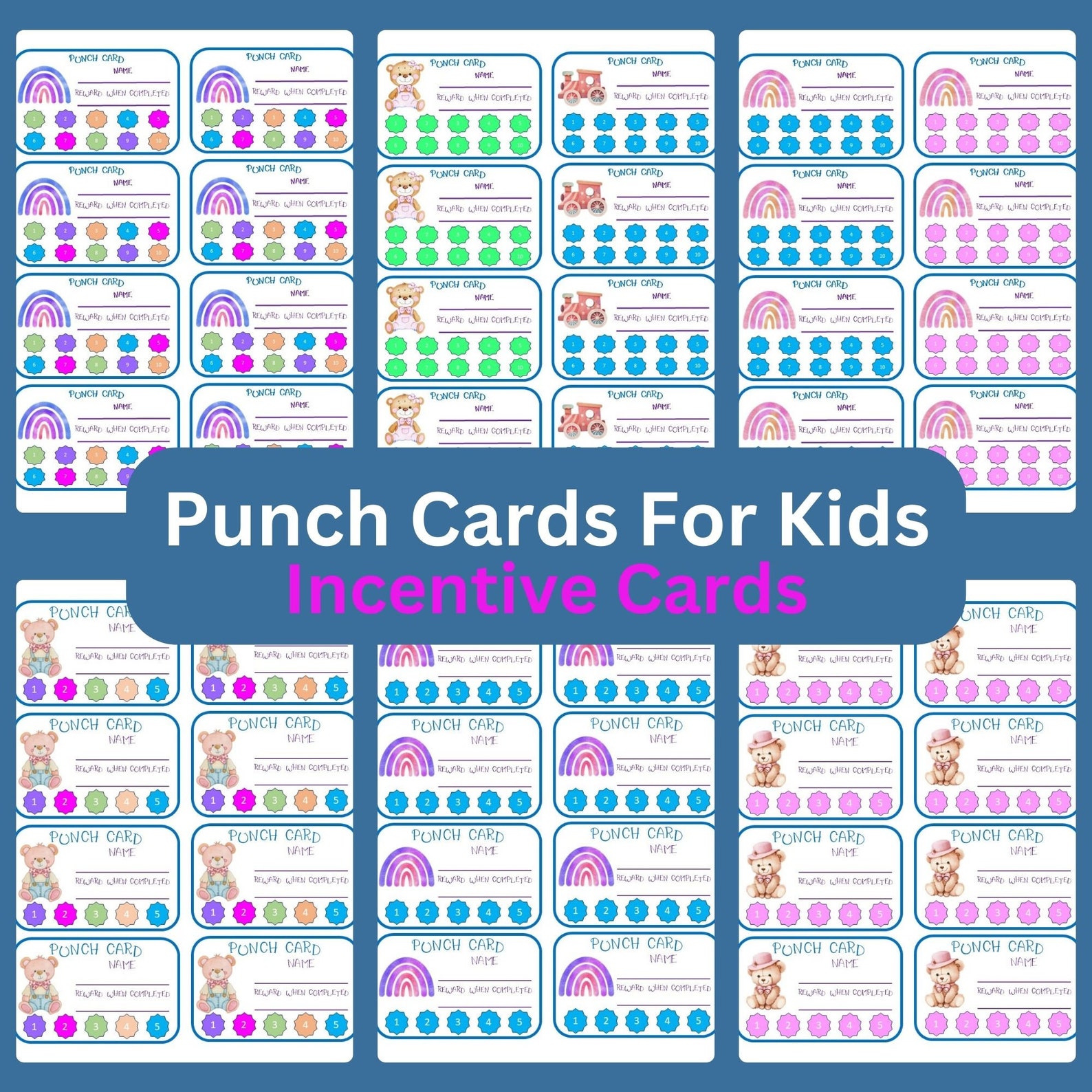 Incentive Punch Card for Kids Chore Chart Punch Card Childrens Reward ...