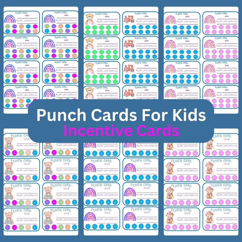 Incentive Punch Card for Kids Chore Chart Punch Card Childrens Reward ...
