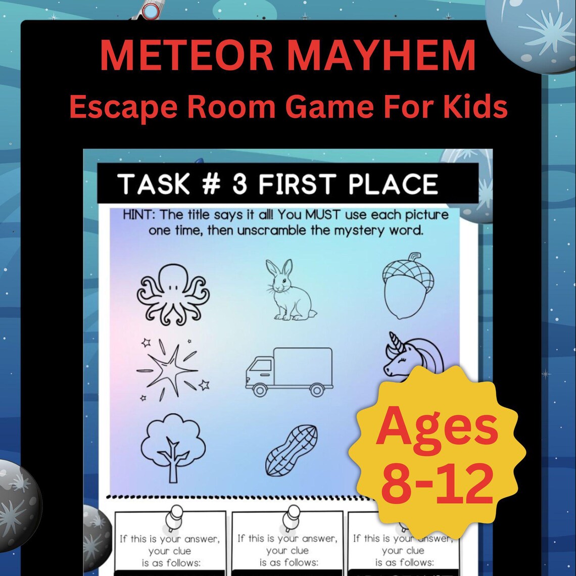 Space Themed Escape Room Game for Kids | Party Games for Kids | Puzzle ...