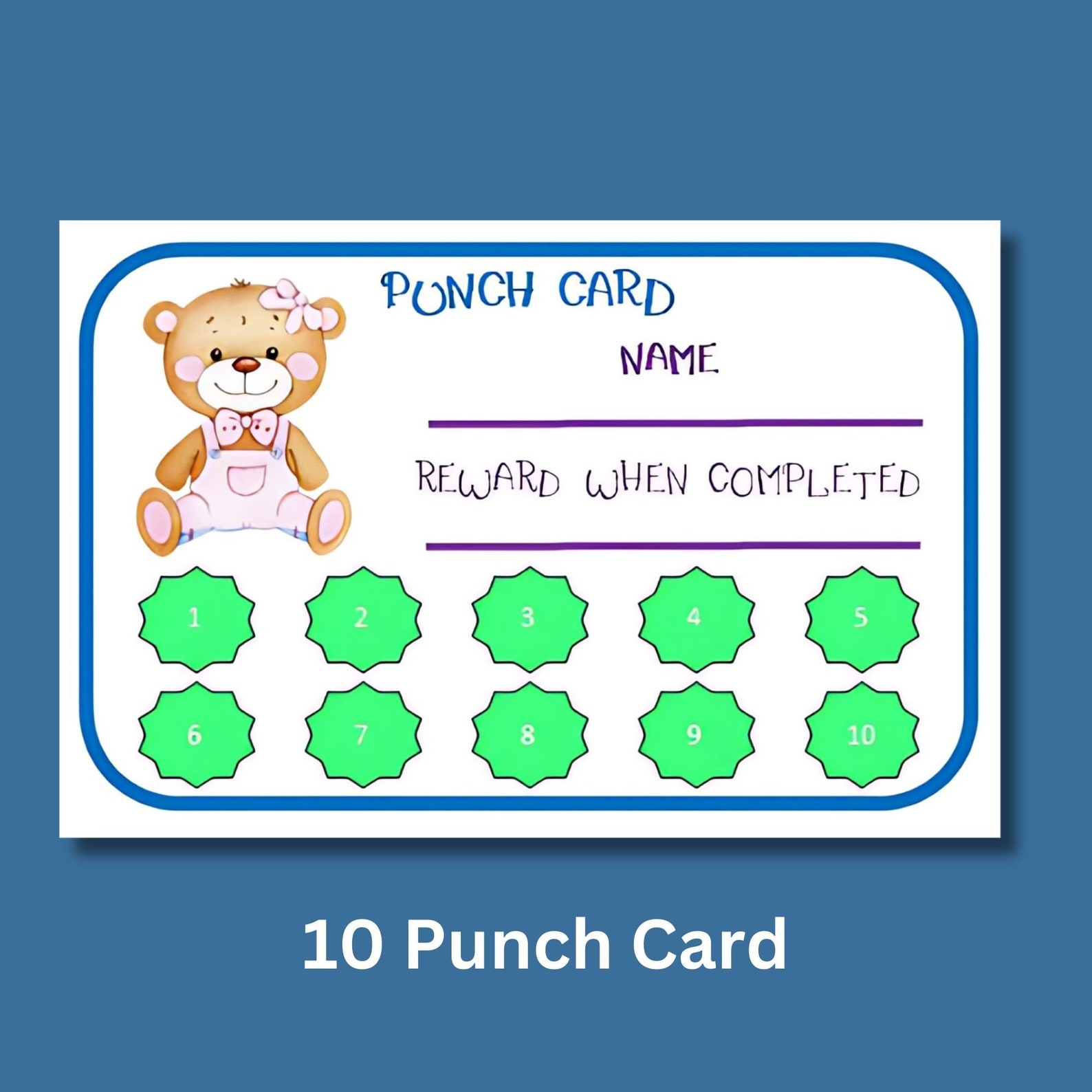 Incentive Punch Card for Kids Chore Chart Punch Card Childrens Reward ...