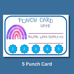 Incentive Punch Card for Kids Chore Chart Punch Card Childrens Reward ...