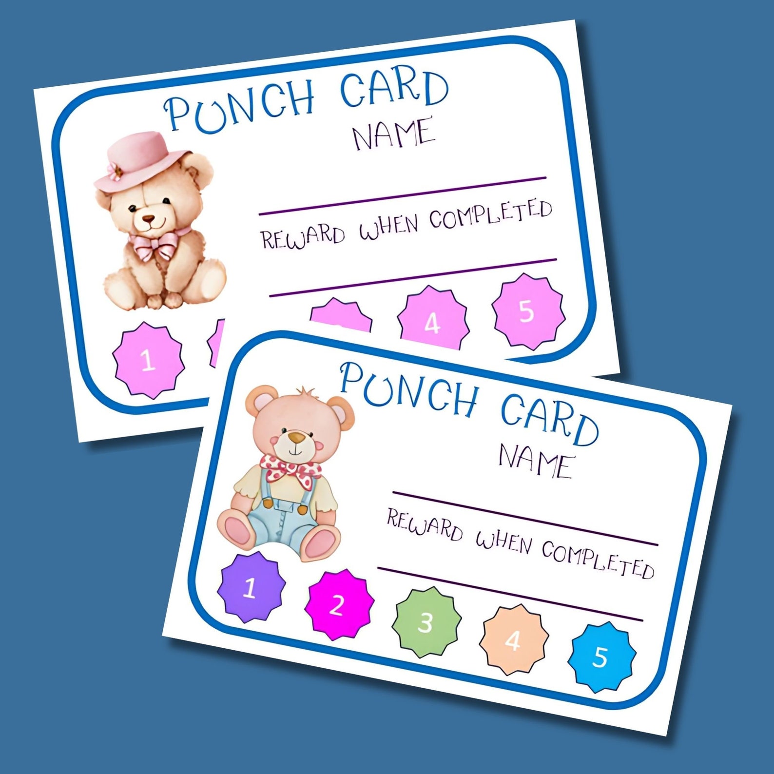 Incentive Punch Card for Kids Chore Chart Punch Card Childrens Reward ...