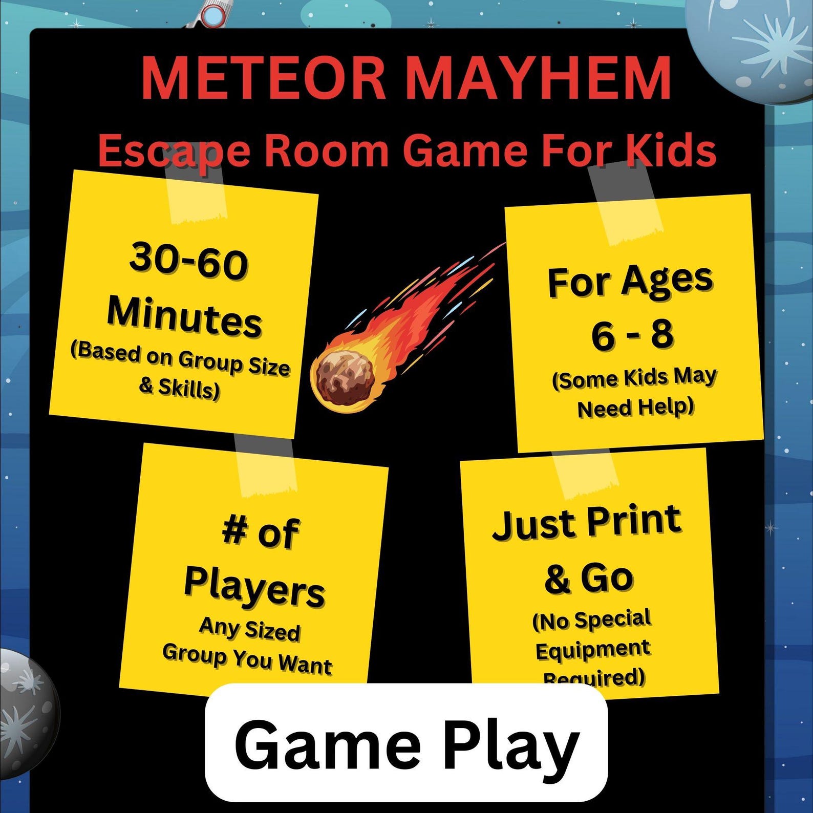 Space Themed Escape Room Game for Kids Party Games for Kids Puzzle ...