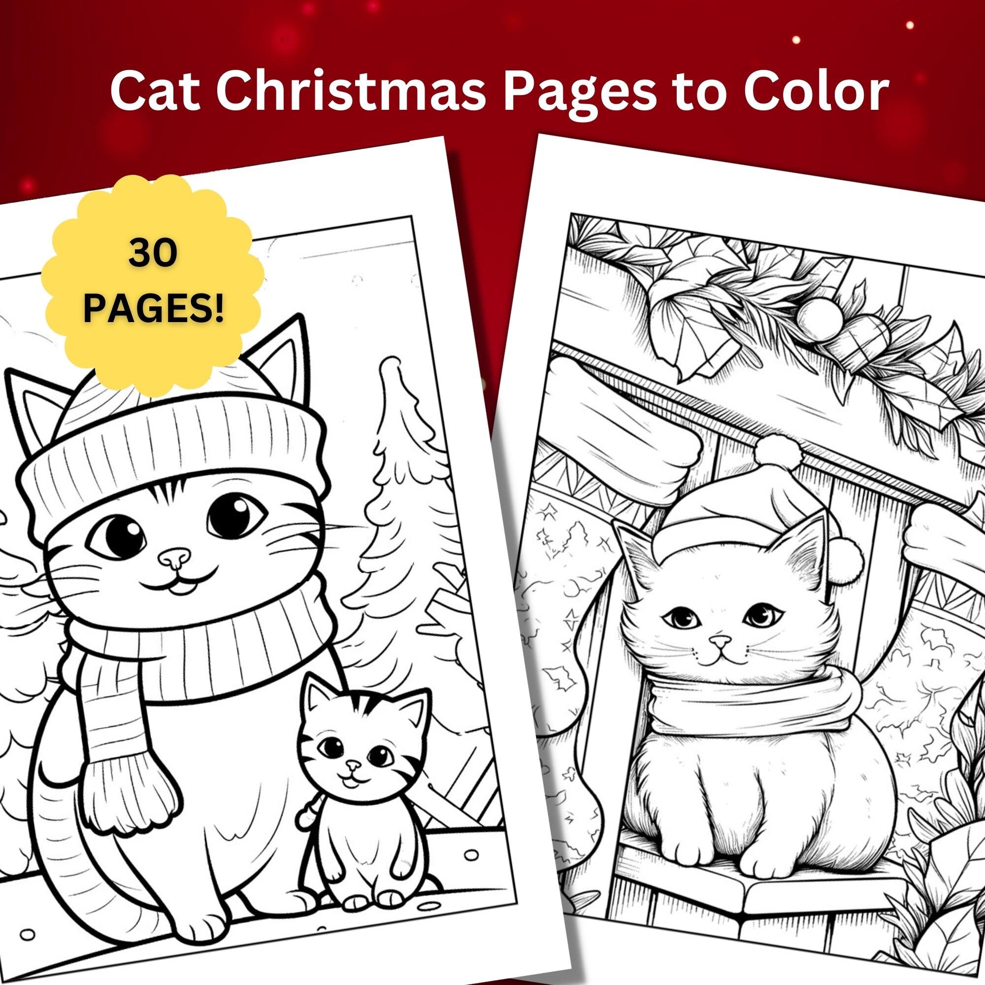PLR 30 Kids Christmas Coloring Page Christmas Cats Coloring Page ...