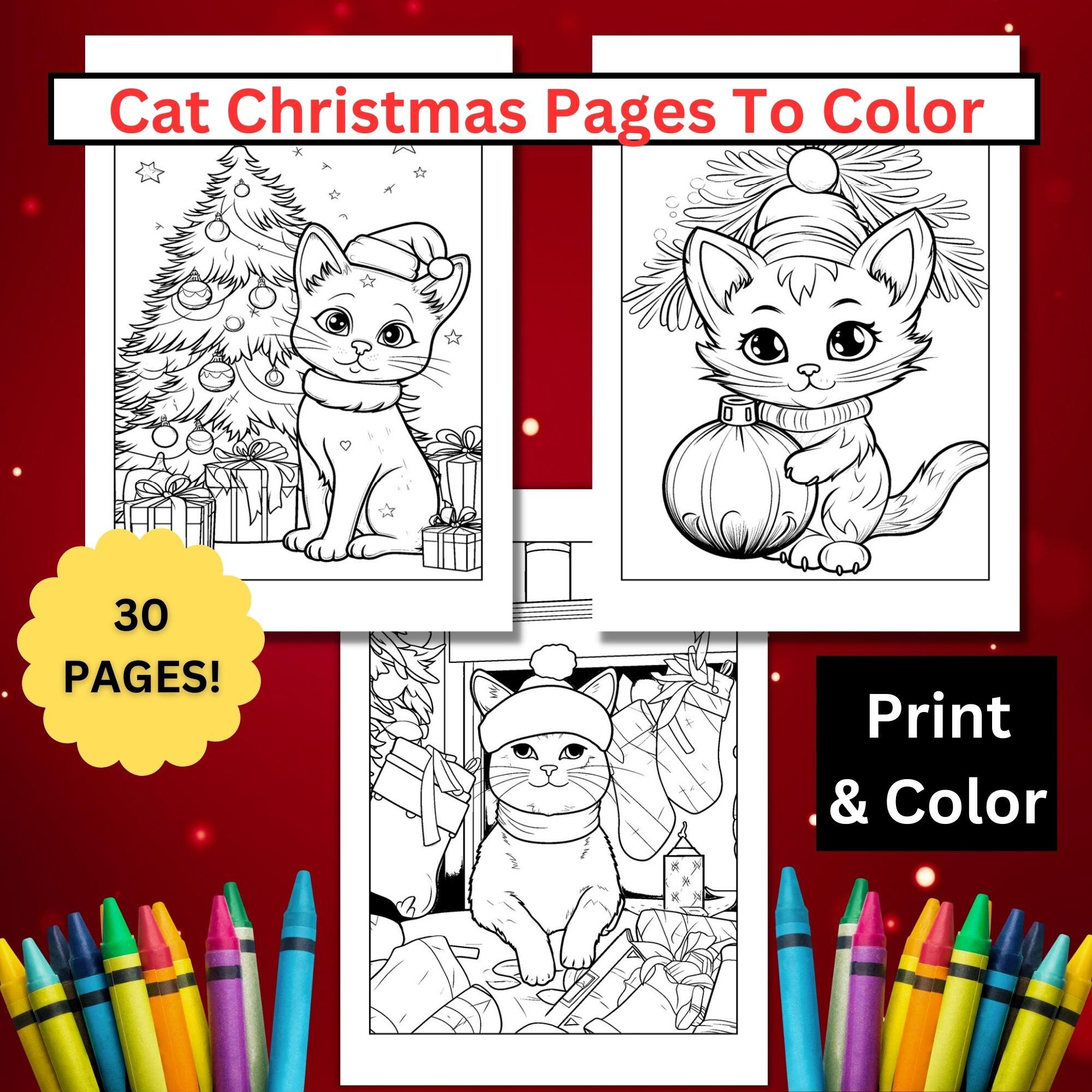 PLR 30 Kids Christmas Coloring Page Christmas Cats Coloring Page ...
