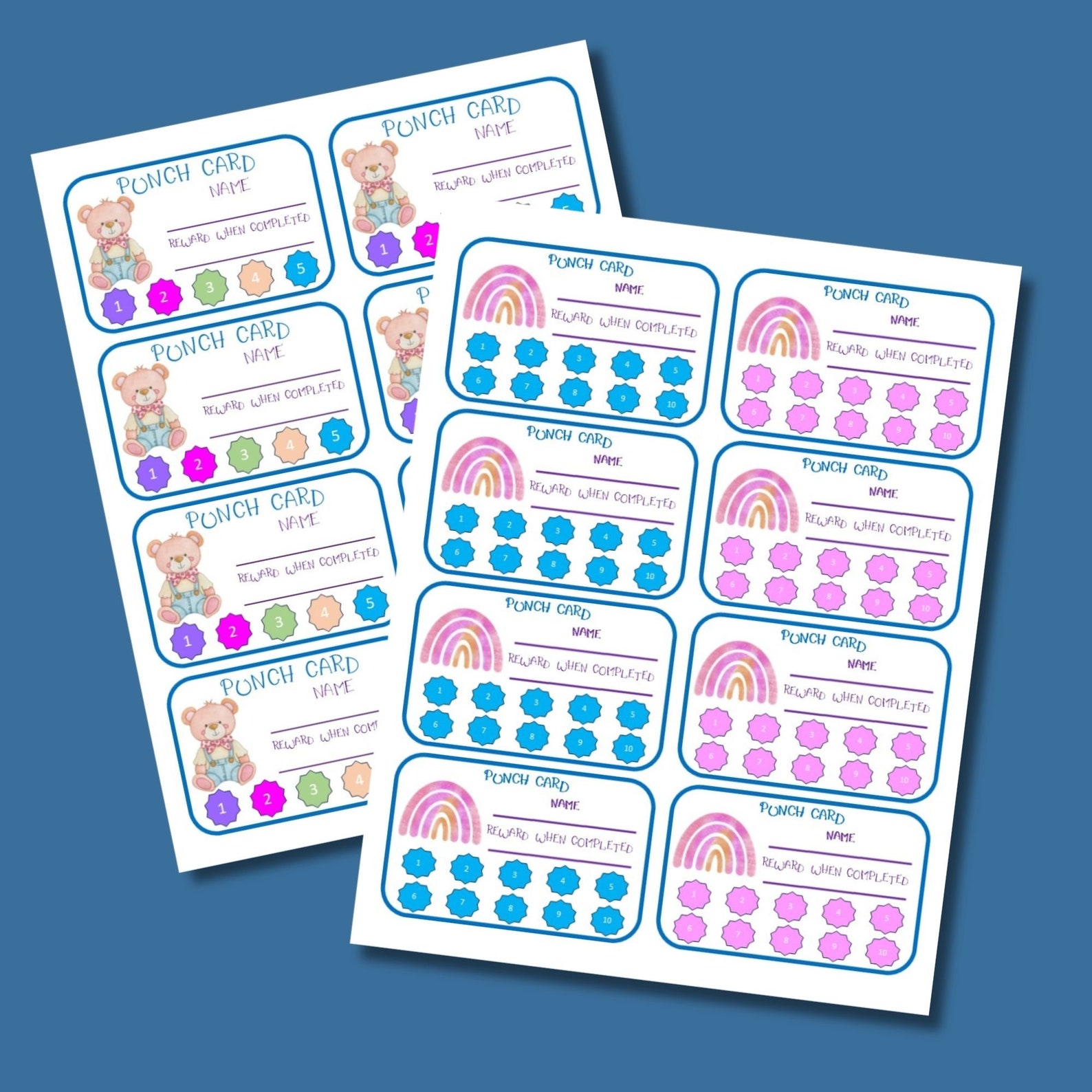 Incentive Punch Card for Kids Chore Chart Punch Card Childrens Reward ...