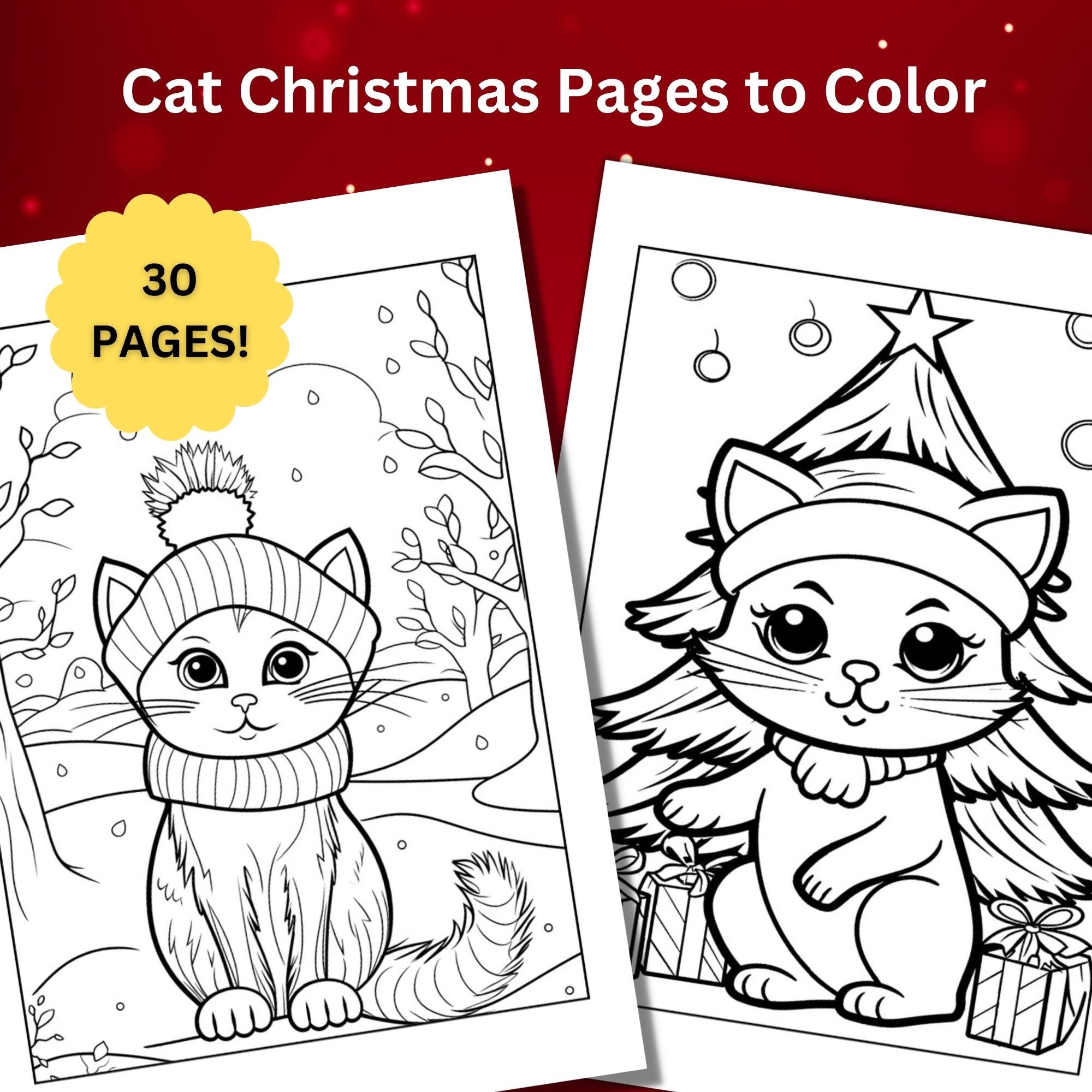 PLR 30 Kids Christmas Coloring Page Christmas Cats Coloring Page ...