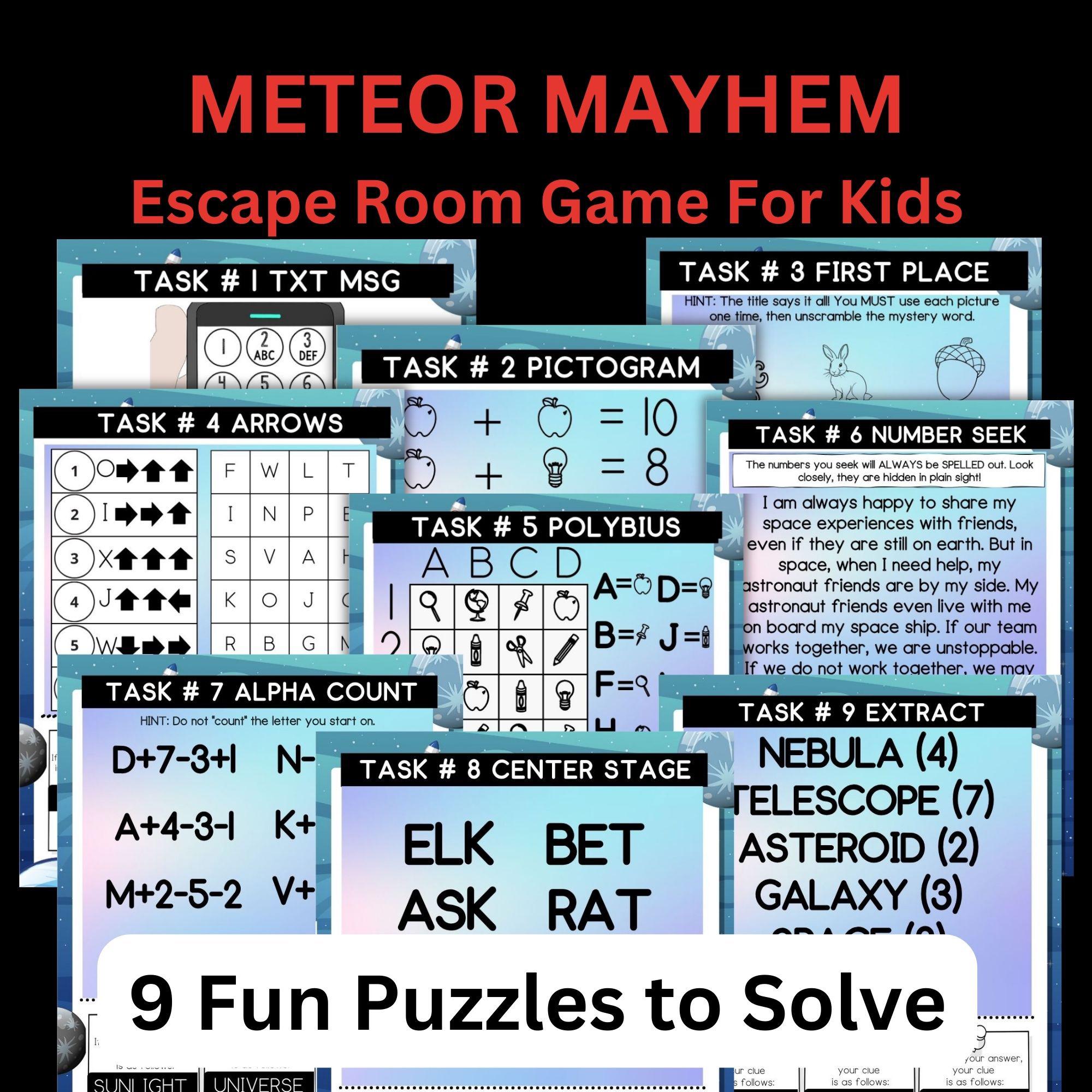 Space Themed Escape Room Game for Kids Party Games for Kids Puzzle ...