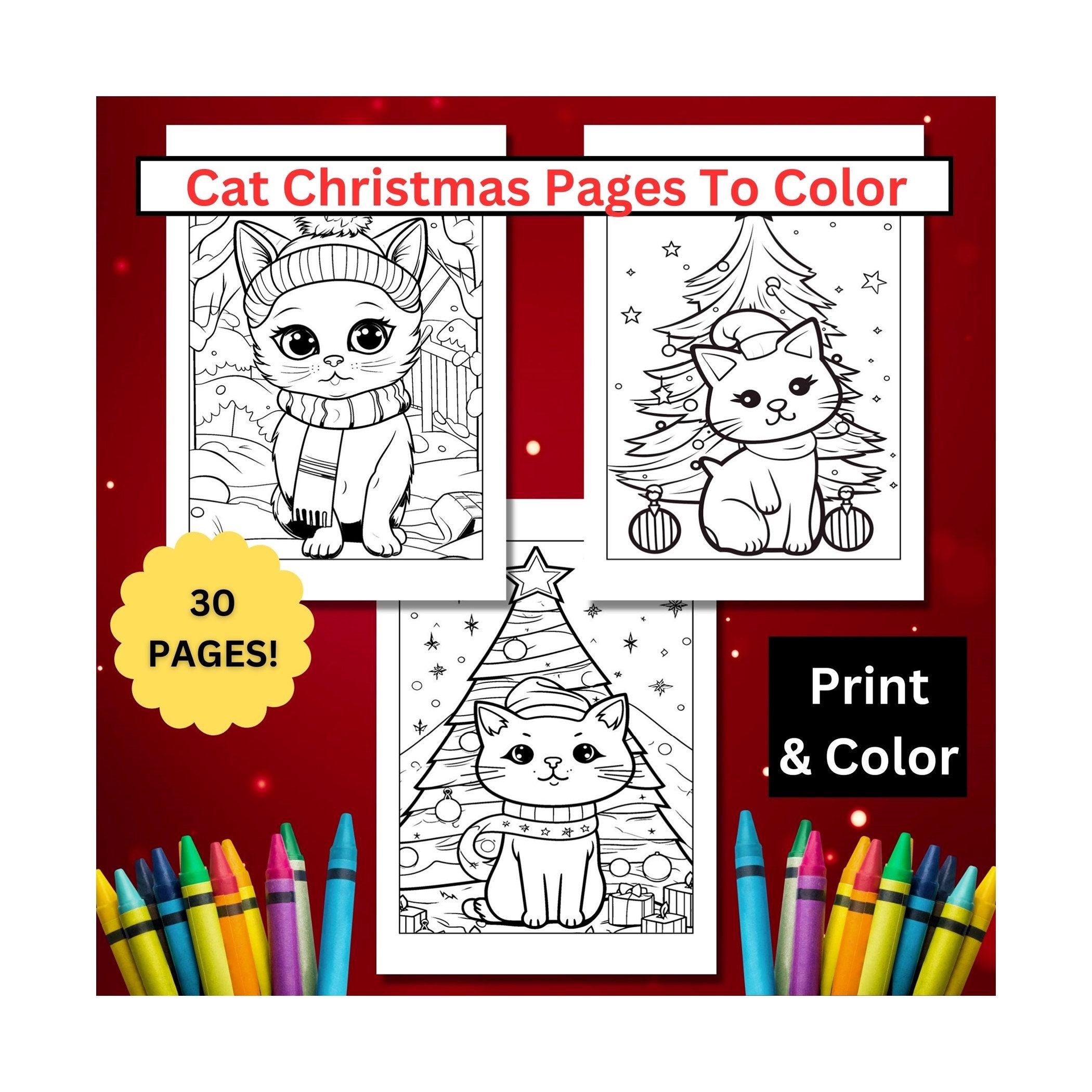 PLR 30 Kids Christmas Coloring Page Christmas Cats Coloring Page ...