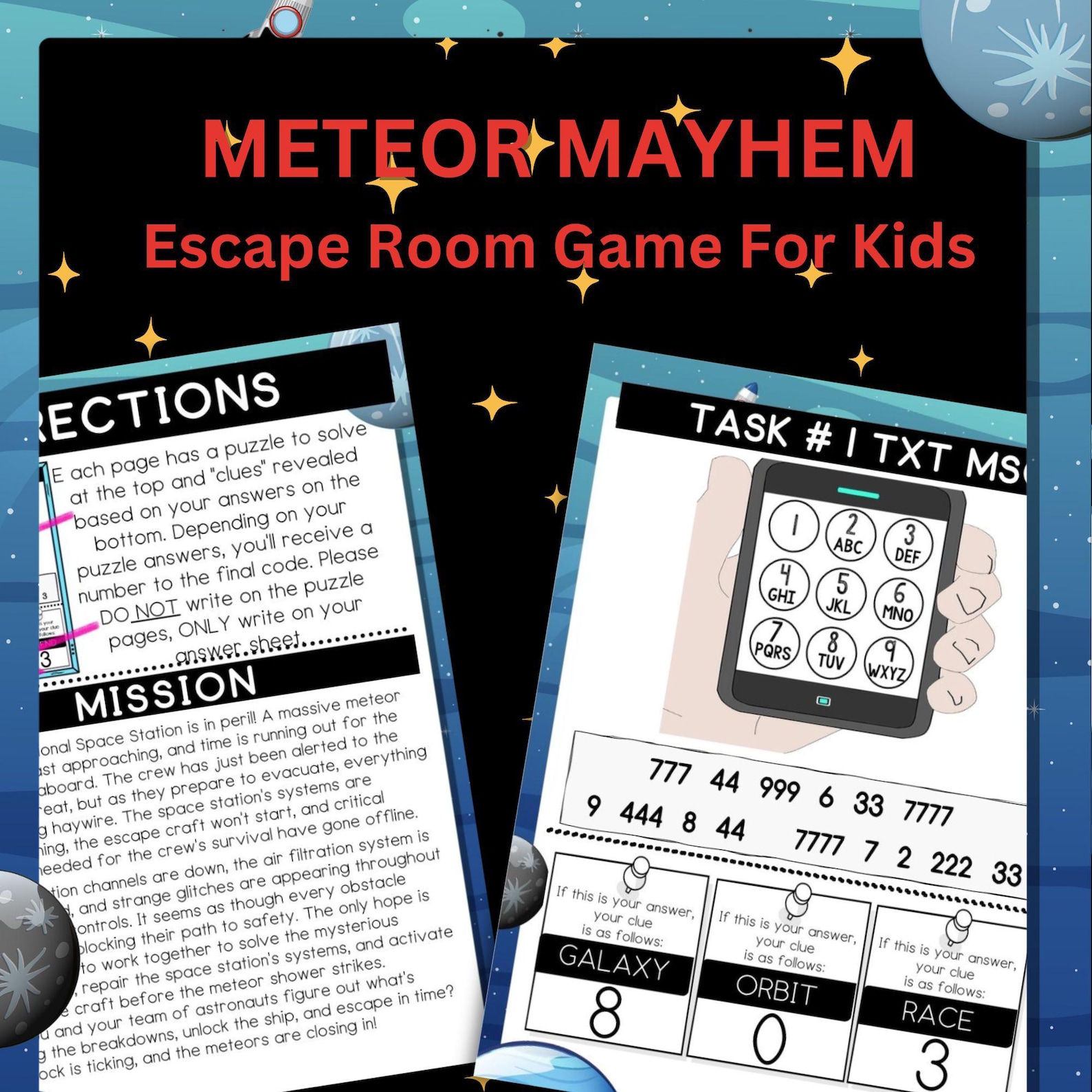 Space Themed Escape Room Game for Kids | Party Games for Kids | Puzzle ...