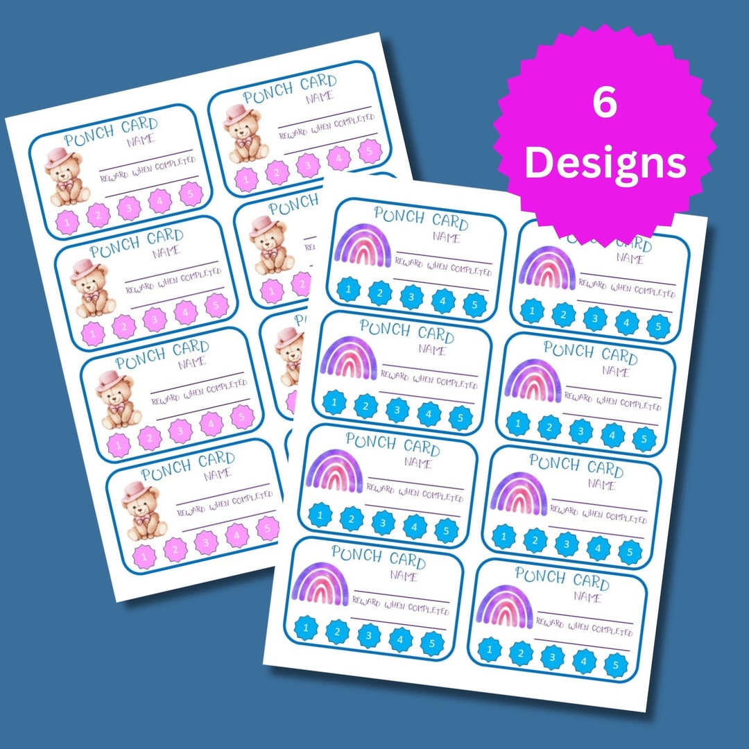 Incentive Punch Card for Kids Chore Chart Punch Card Childrens Reward ...