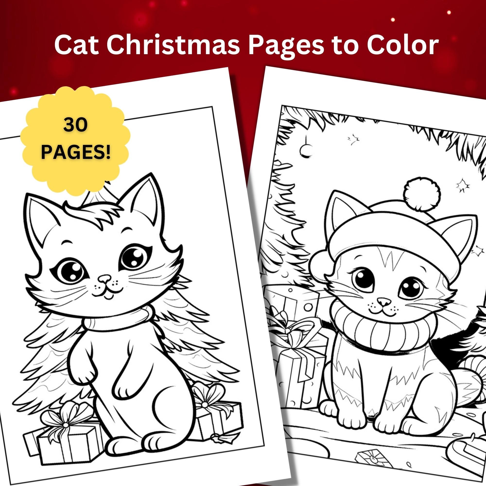 PLR 30 Kids Christmas Coloring Page Christmas Cats Coloring Page ...