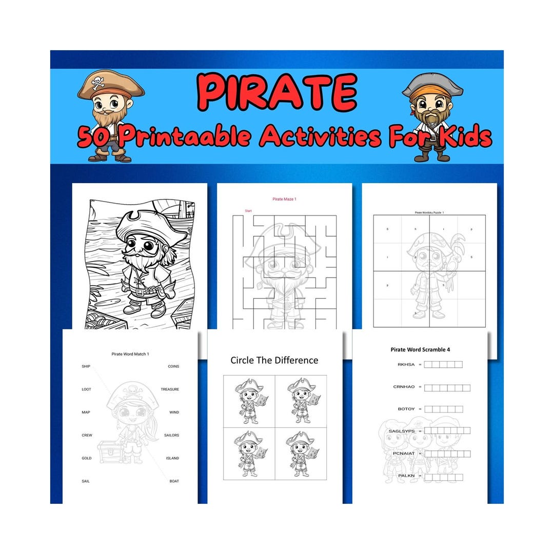 Pirate Activity Book Printable Pages for Kids Activities for Children ...