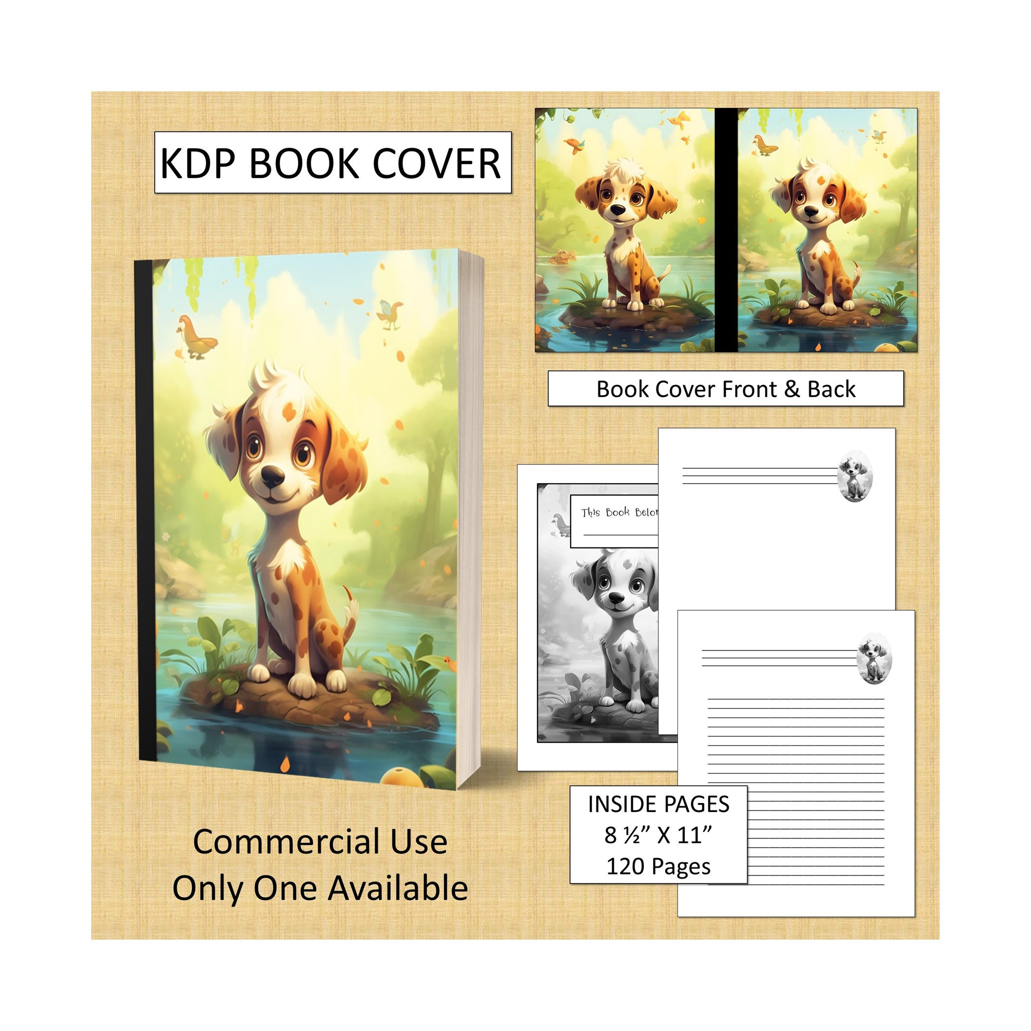 KDP Book Cover Kids Dog Book Cover Kids KDP Journal Cover Childrens ...