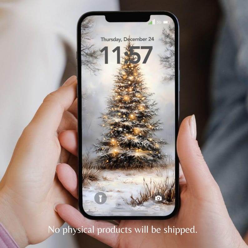 IPhone Wallpaper Christmas Tree, Vintage Christmas Tree Painting for ...