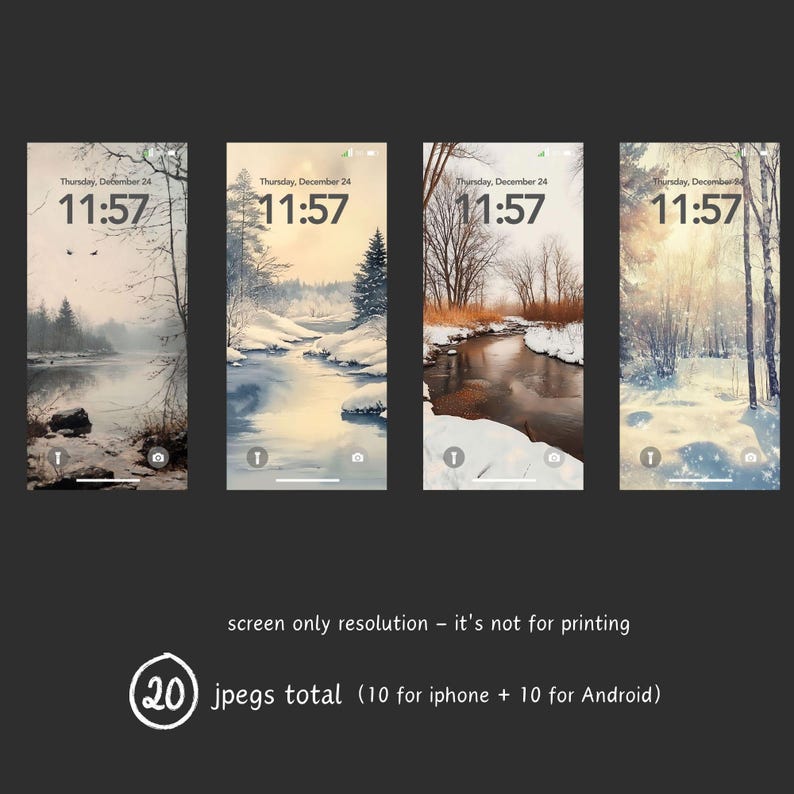 Vintage Painting of Winter Watercolor Painting for Smartphone Wallpaper ...