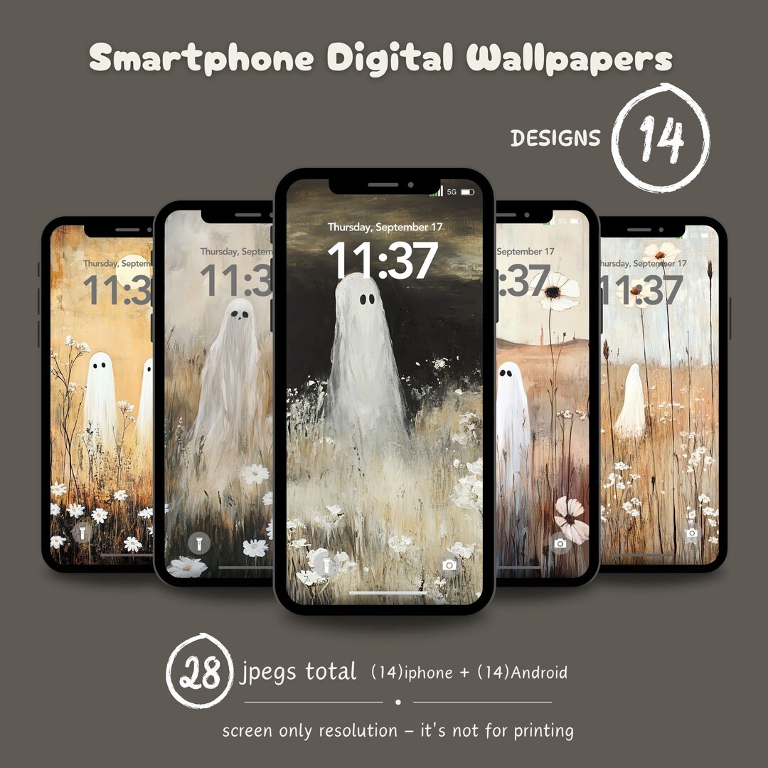 Ghost Vintage Fall iPhone Wallpaper Halloween, Flower Vintage Cute ...