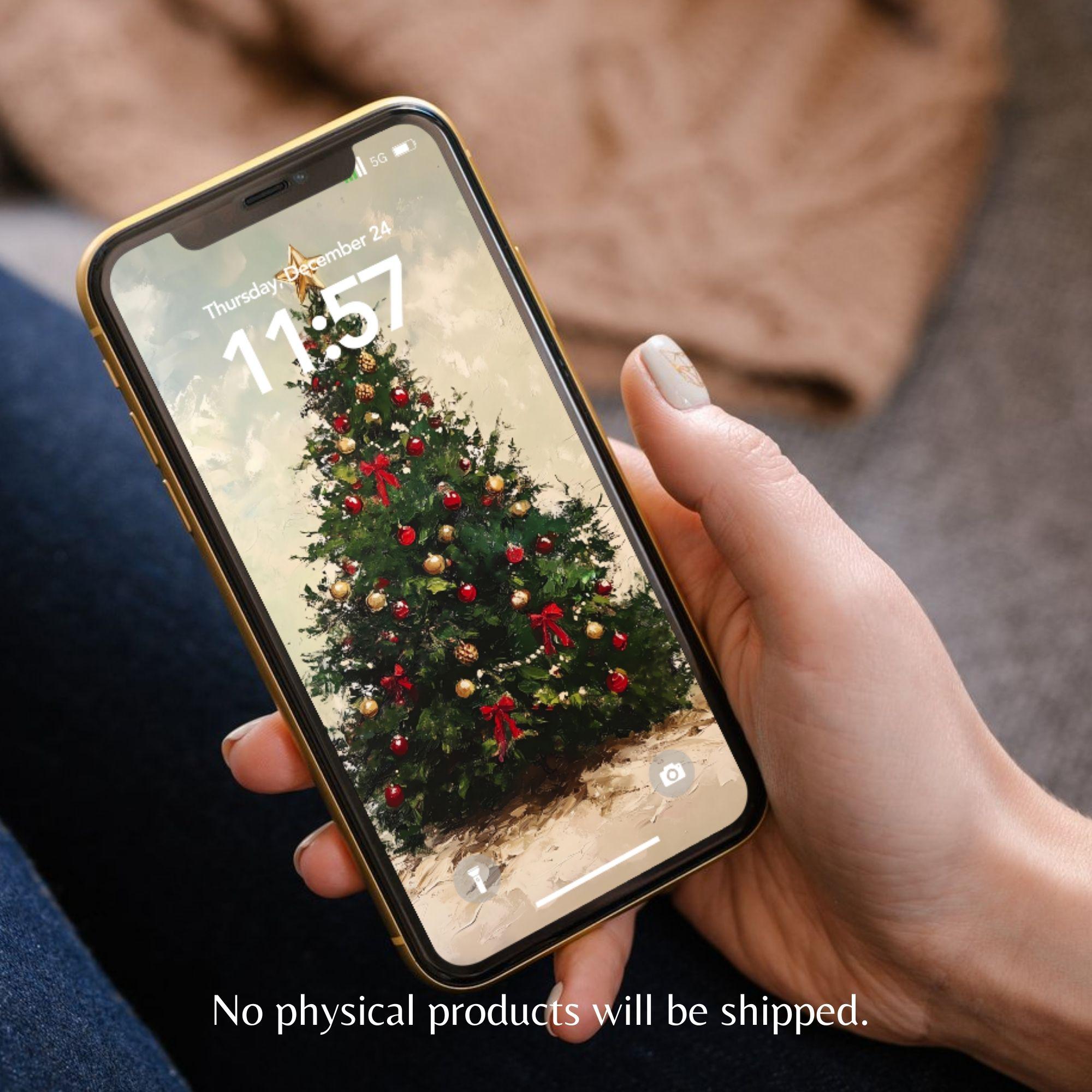 Vintage Christmas Tree, Wallpaper Vintage Christmas Tree Painting for ...