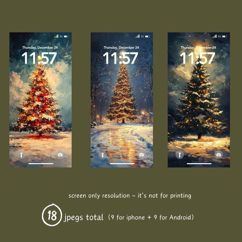 Vintage Christmas Tree, Wallpaper Vintage Christmas Tree Painting for ...