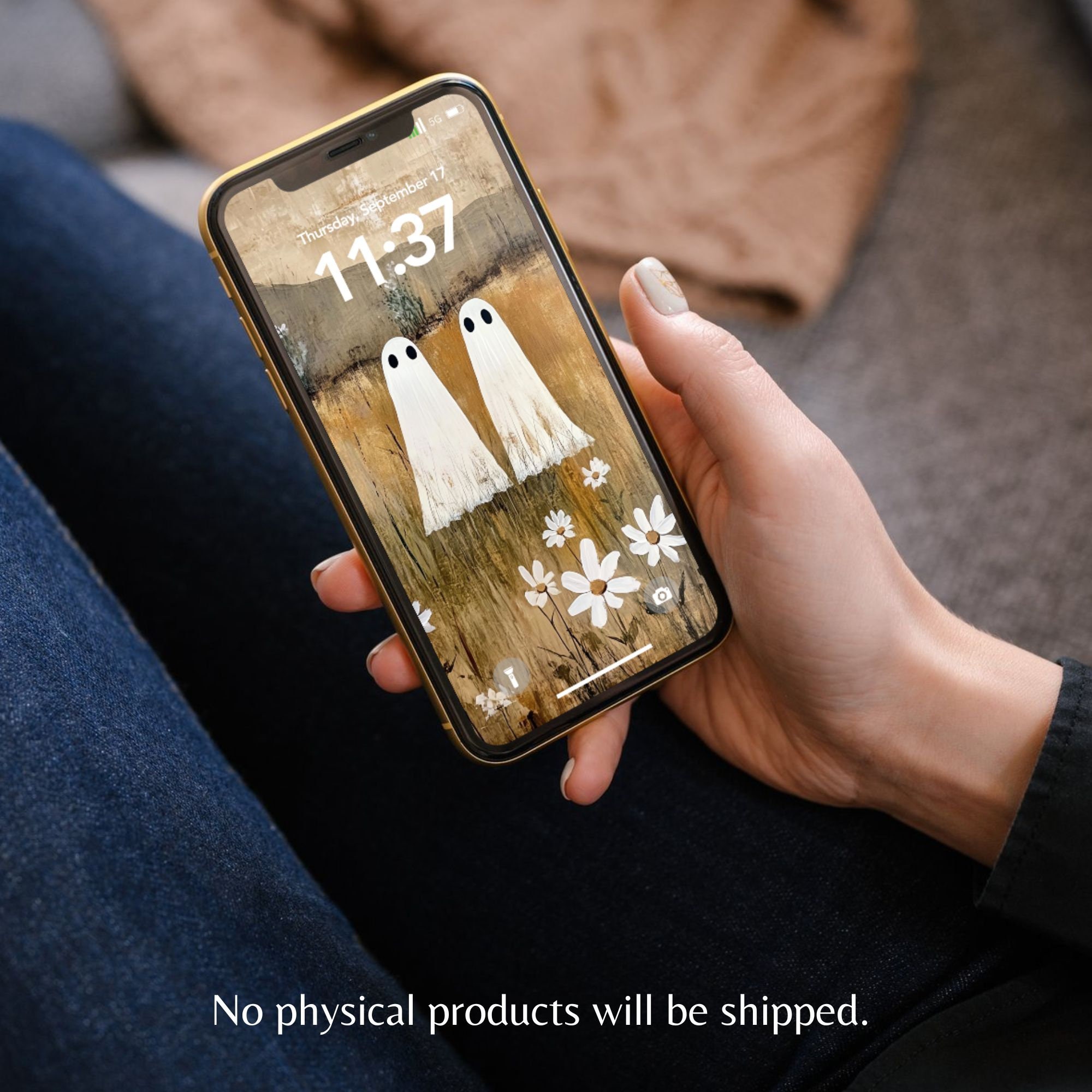Ghost Vintage Fall iPhone Wallpaper Halloween, Flower Vintage Cute ...