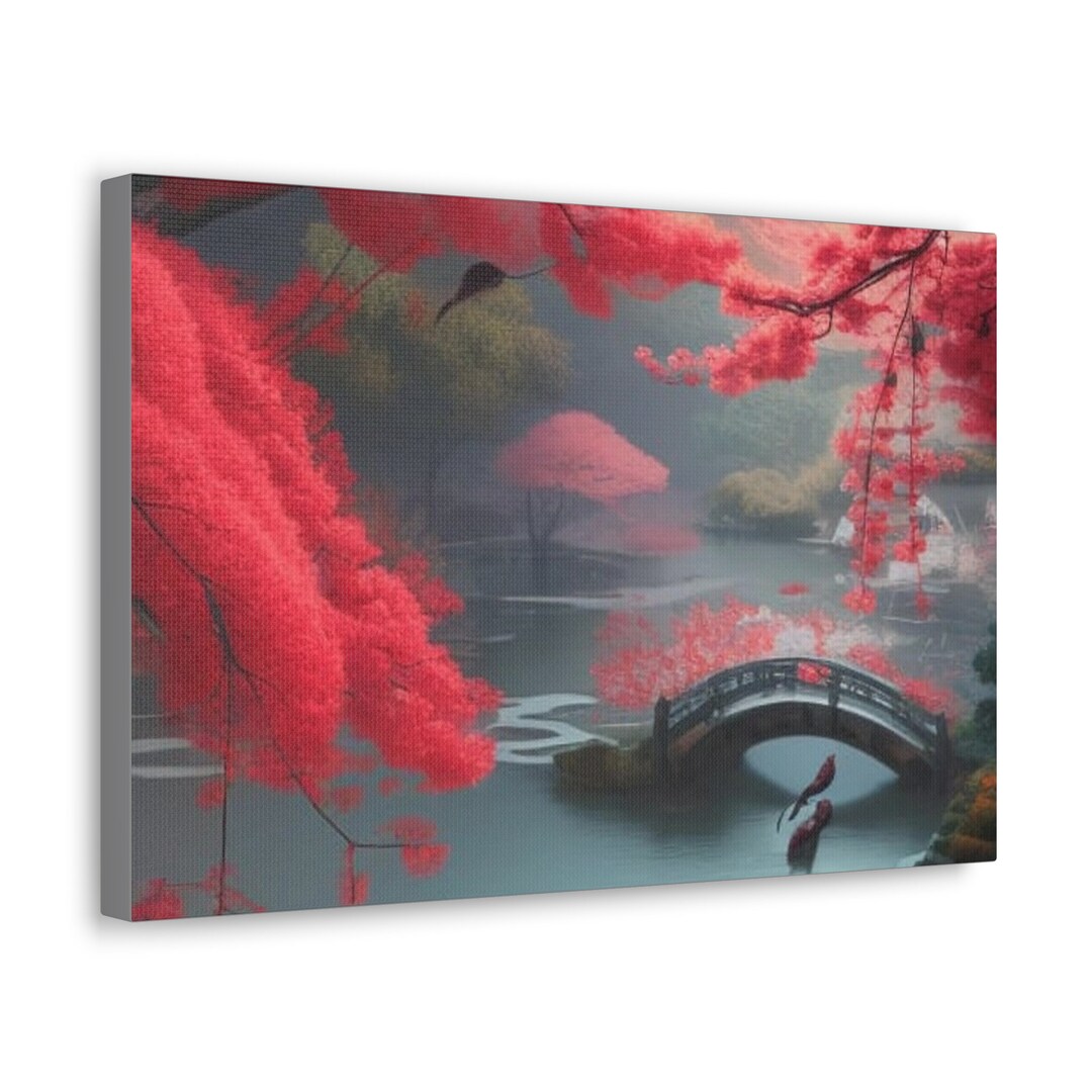 Red Japan Art Red Sakura Art Sakura Art Red Sakura Art Wall - Etsy