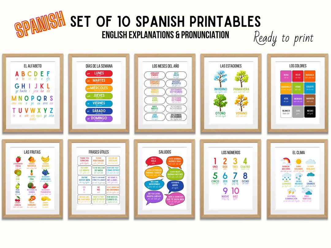 10 Spanish Educational Posters, English Pronunciation, Classroom Poster ...