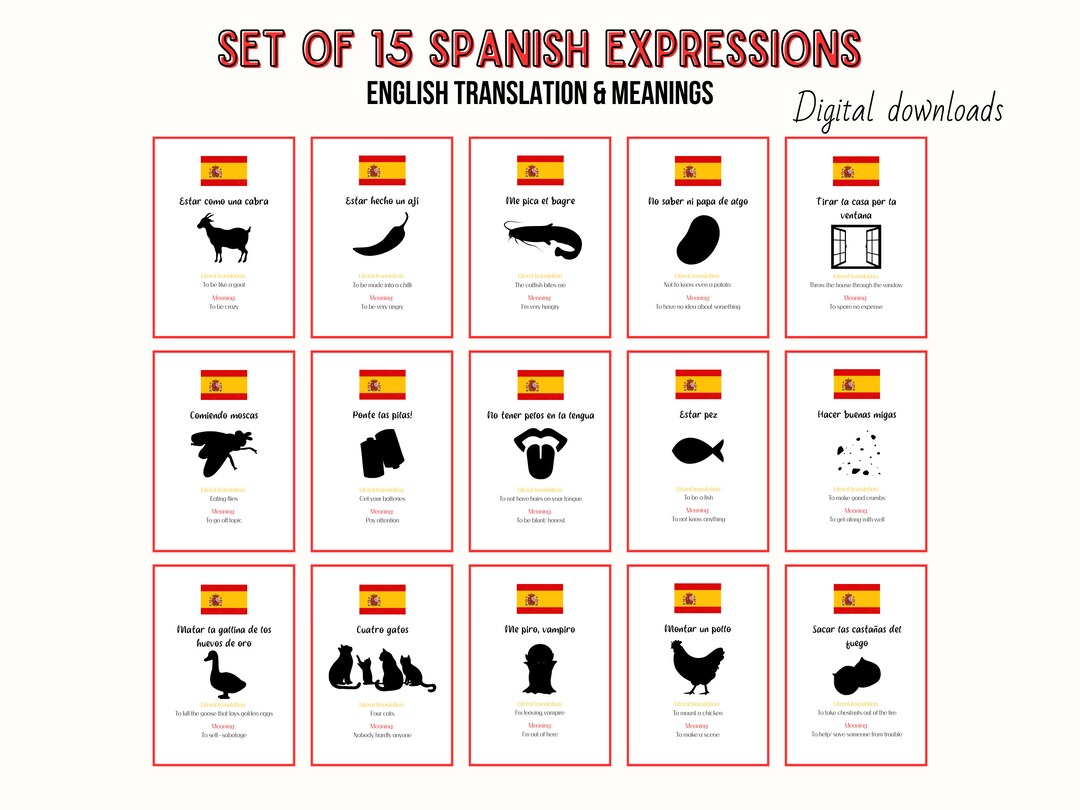 15 carteles de expresión en español, traducción literal y significado ...