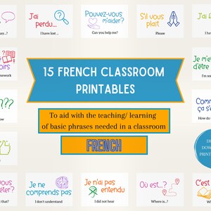 15 French Classroom Phrases, Printable Posters, Digital Download ...