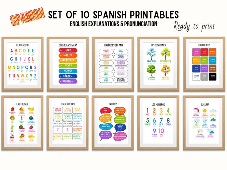 10 Spanish Educational Posters, English Pronunciation, Classroom Poster ...