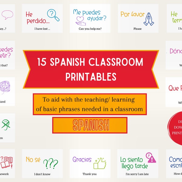 Spanish Phrases Posters - Etsy