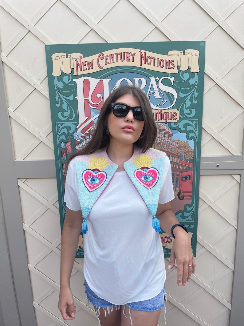 Evil Eye in Pink Heart Detachable Collar,oversize Peter Pan Collar ...