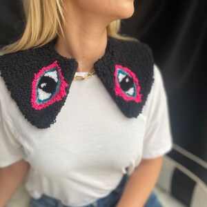 Evil Eye in Pink Heart Detachable Collar,oversize Peter Pan Collar ...