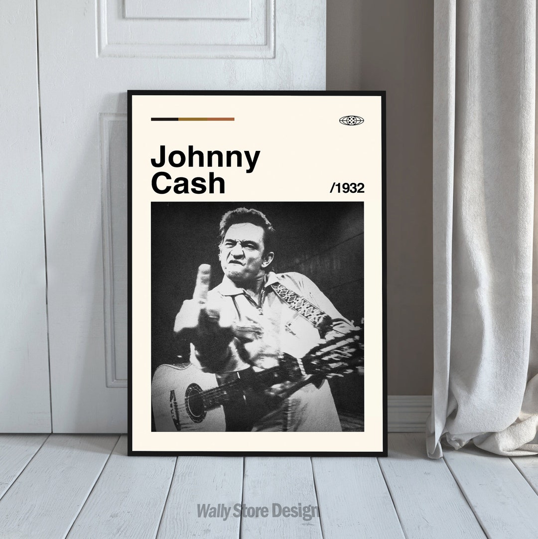 Johnny Cash Poster, Johnny Cash Print, Retro Movie Poster, Room Decor ...